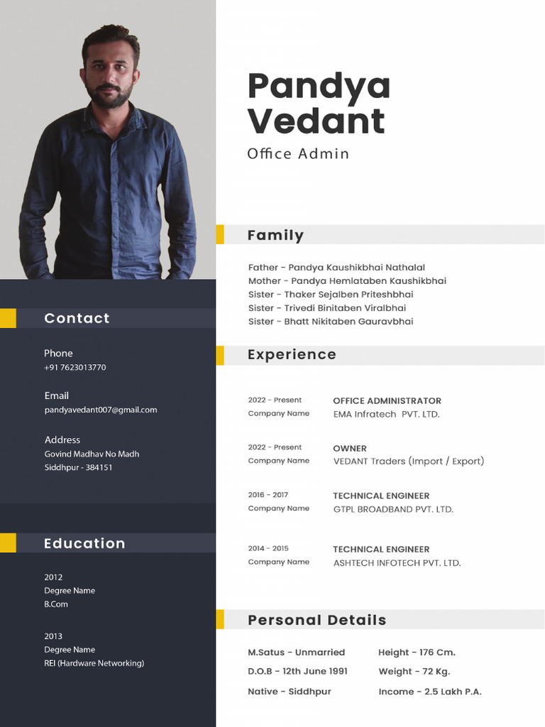 Vedant - Bio Data | PDF