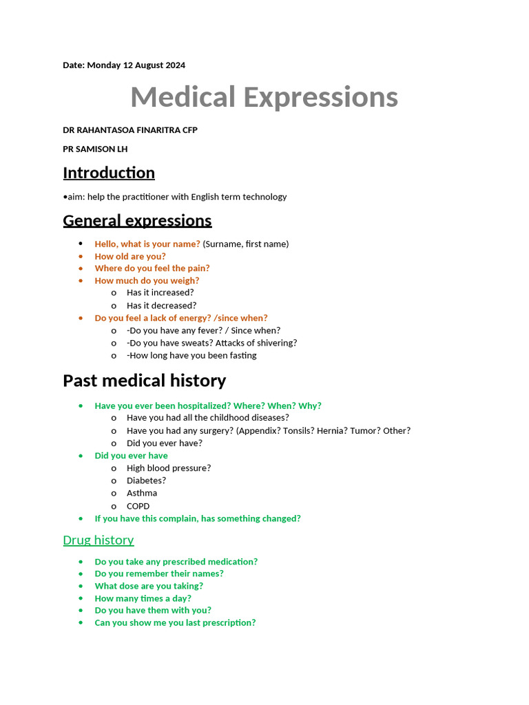 Medical expressions | PDF | Diarrhea | Constipation