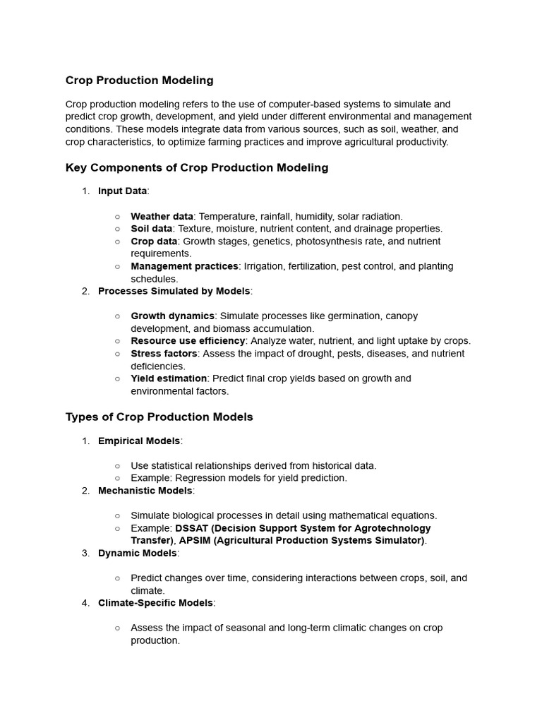 Advanced Crop Production Modeling | PDF | Agriculture | Soil