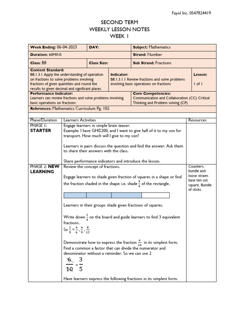 B8-MATHS-WK1 | PDF | Arithmetic | Elementary Mathematics