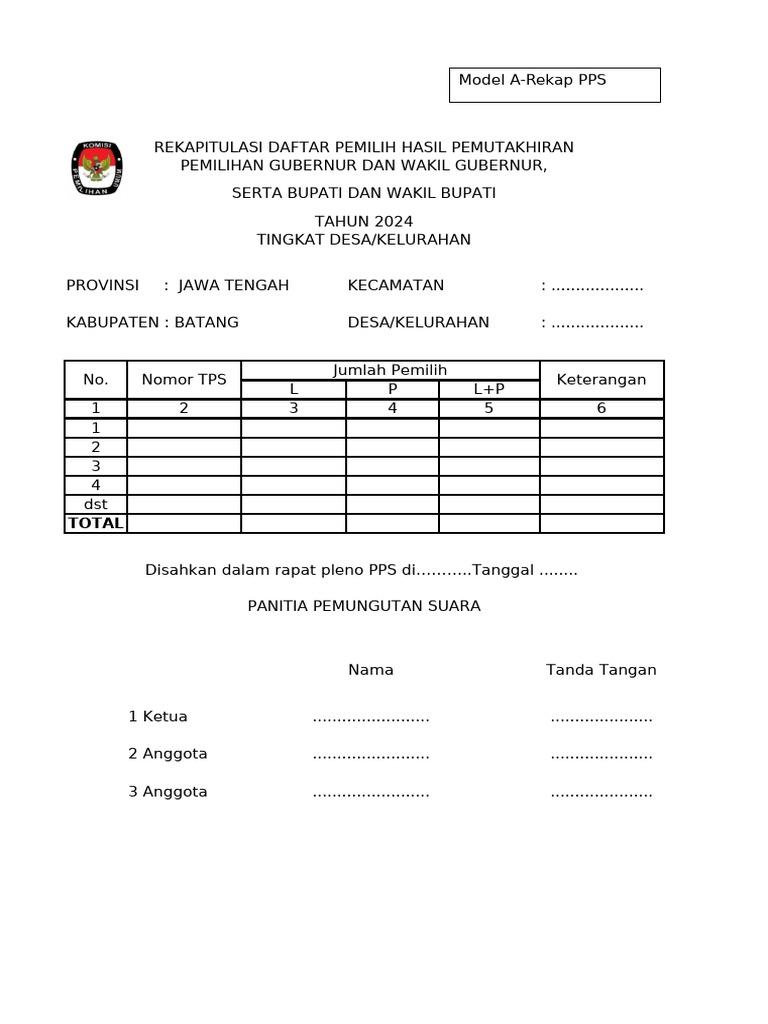 MODEL A REKAP PPS | PDF