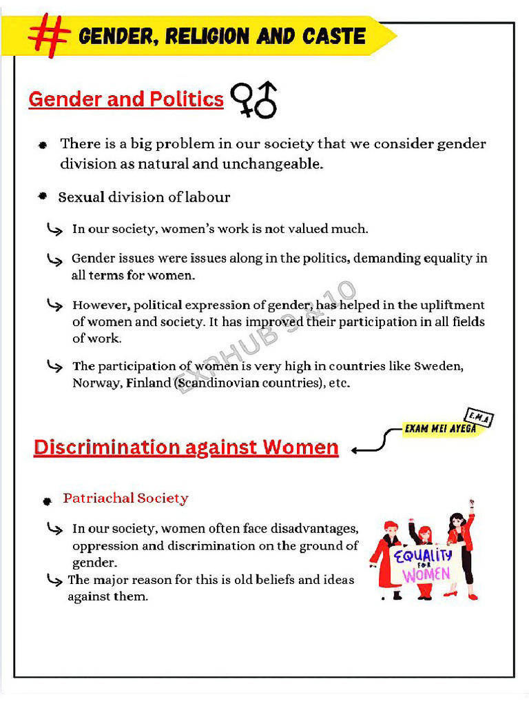 Gender Religion and Caste Notes | PDF