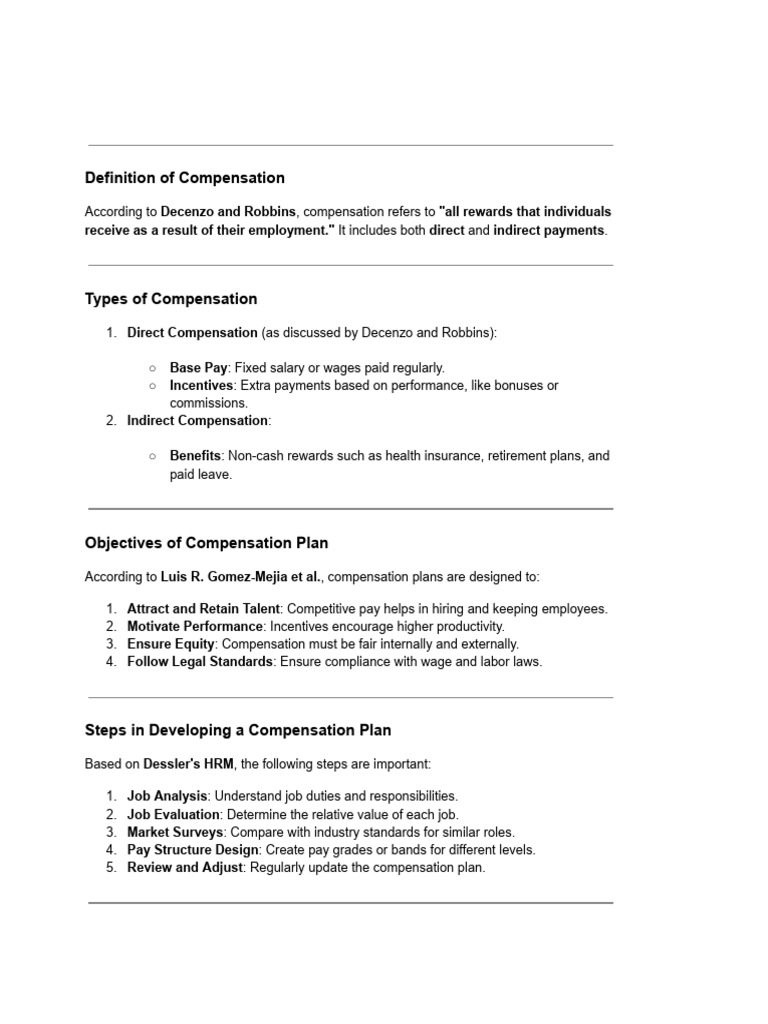 Compensation Plan | PDF