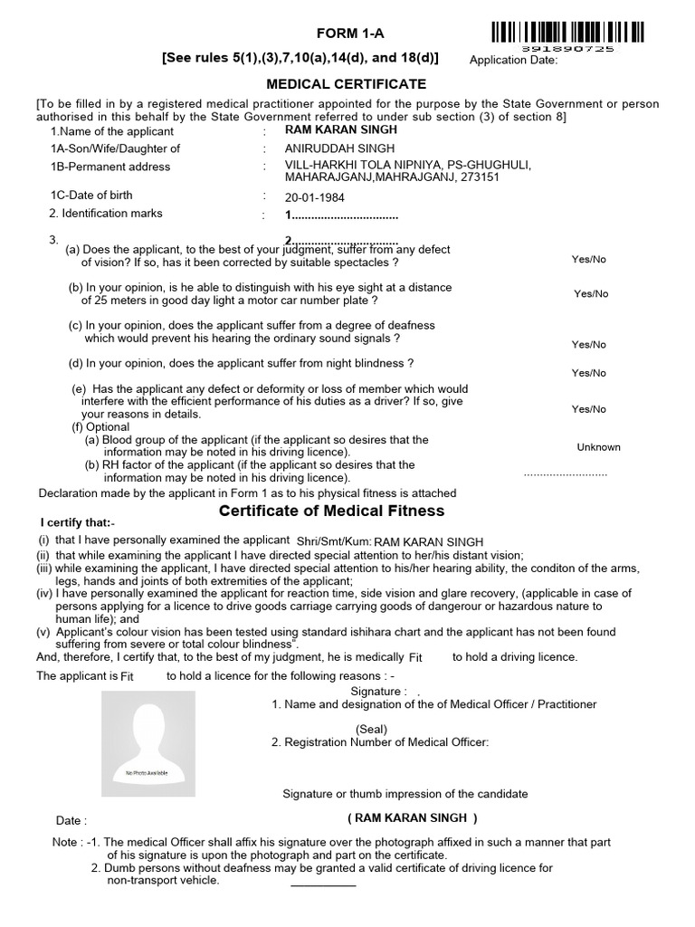 Medical Certificate for Driving License | PDF | Driver's License
