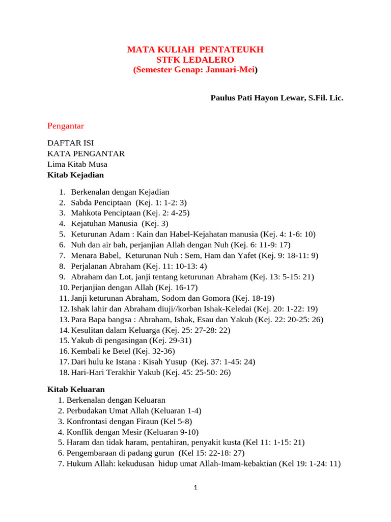 Bahan Pentateukh Untuk Power Point | PDF