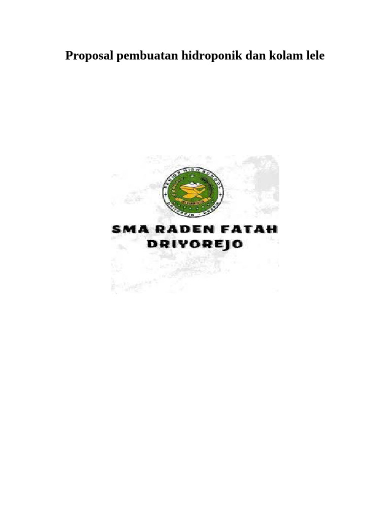 Proposal Pembuatan Hidroponik Dan Kolam Lele | PDF