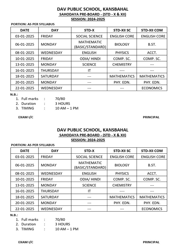 Sahodaya Pre-Board (X & Xii) 2024-25 | PDF