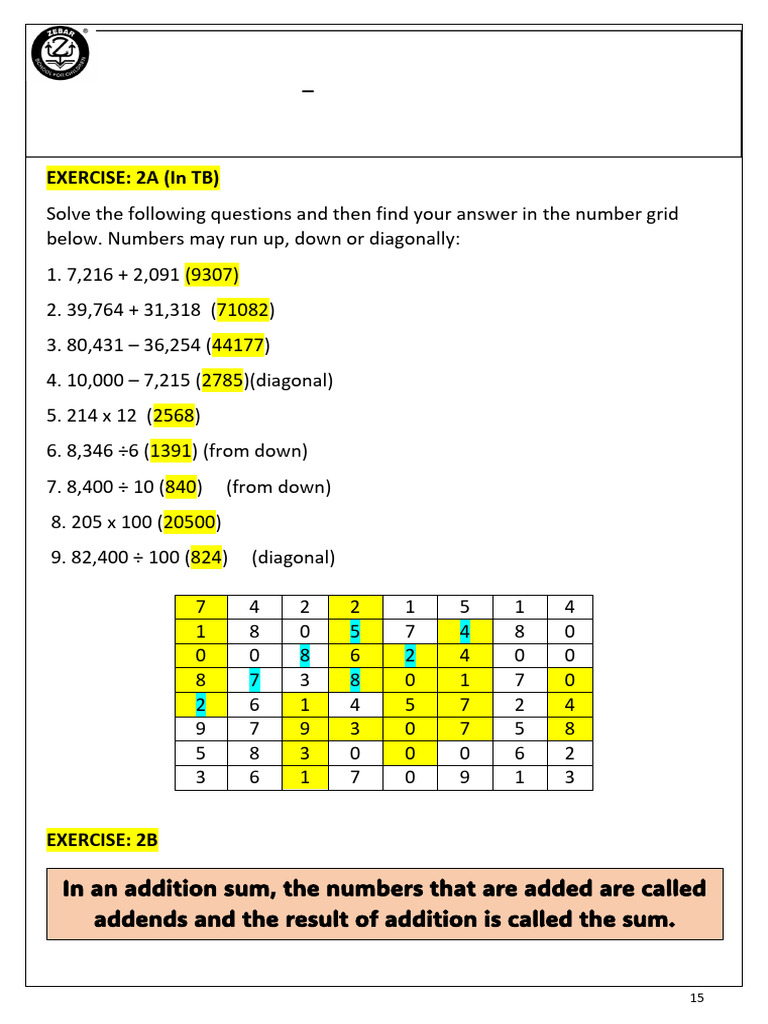 Operations on Large Numbers for Grade 5 | PDF | Division (Mathematics ...