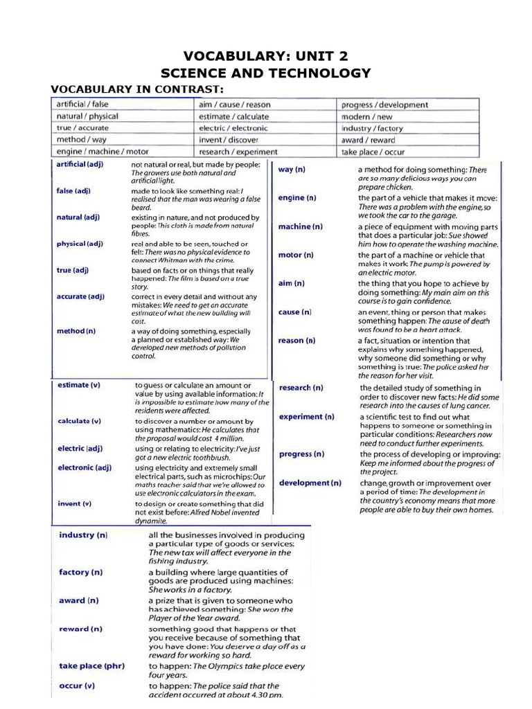 9AO W6 Thurs Vocabulary Unit 2 | PDF
