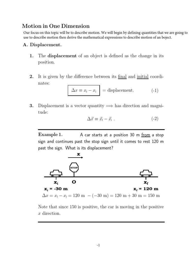 Topic1 MotioninOneDimension | PDF | Euclidean Vector | Velocity