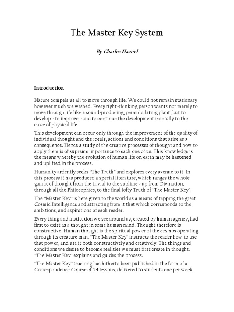 The Master Key System | PDF | Thought | Consciousness