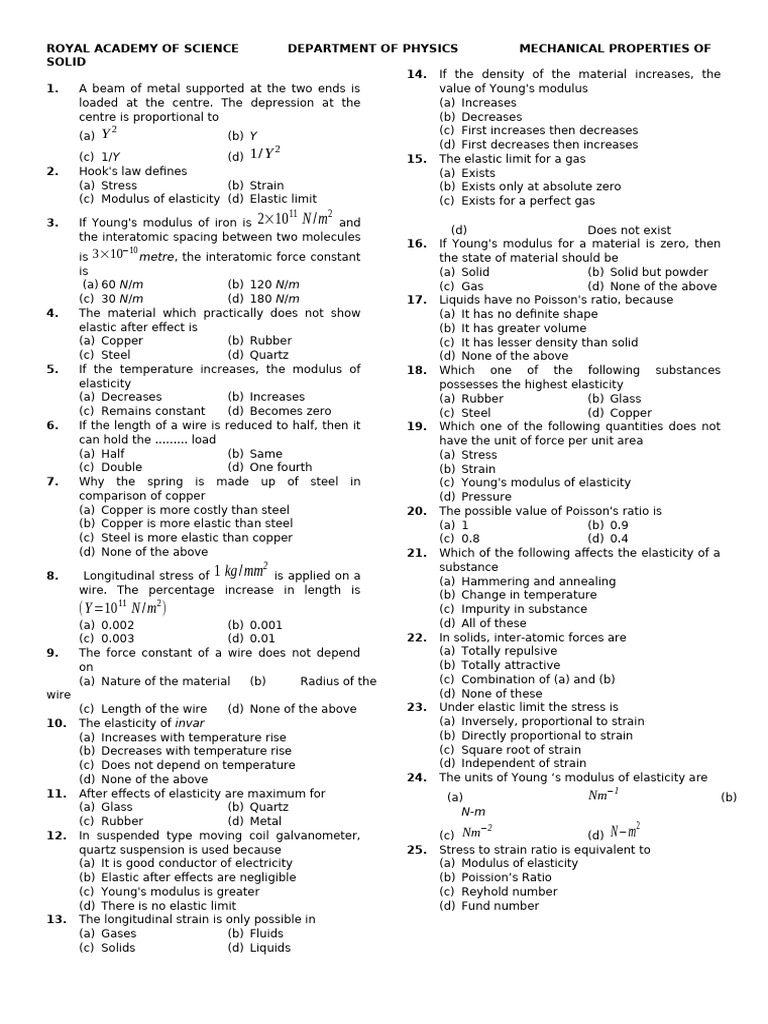 Mechanical Properties of Solid | PDF | Young's Modulus | Elasticity (Physics)
