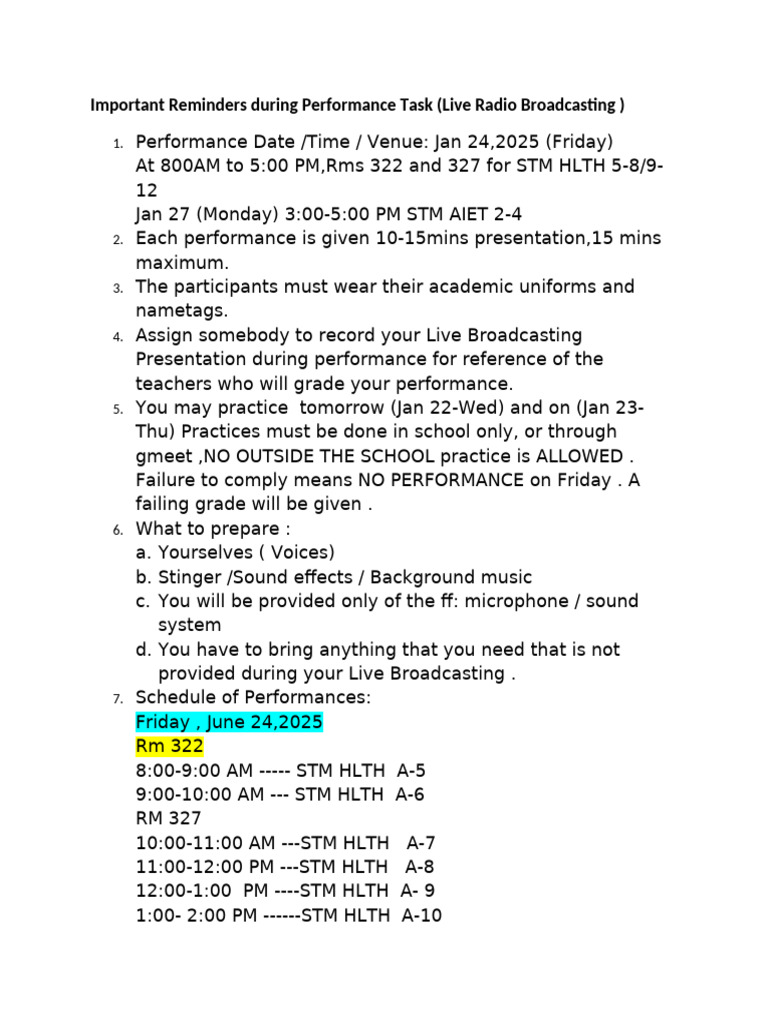 Reminders Live Broadcasting | PDF
