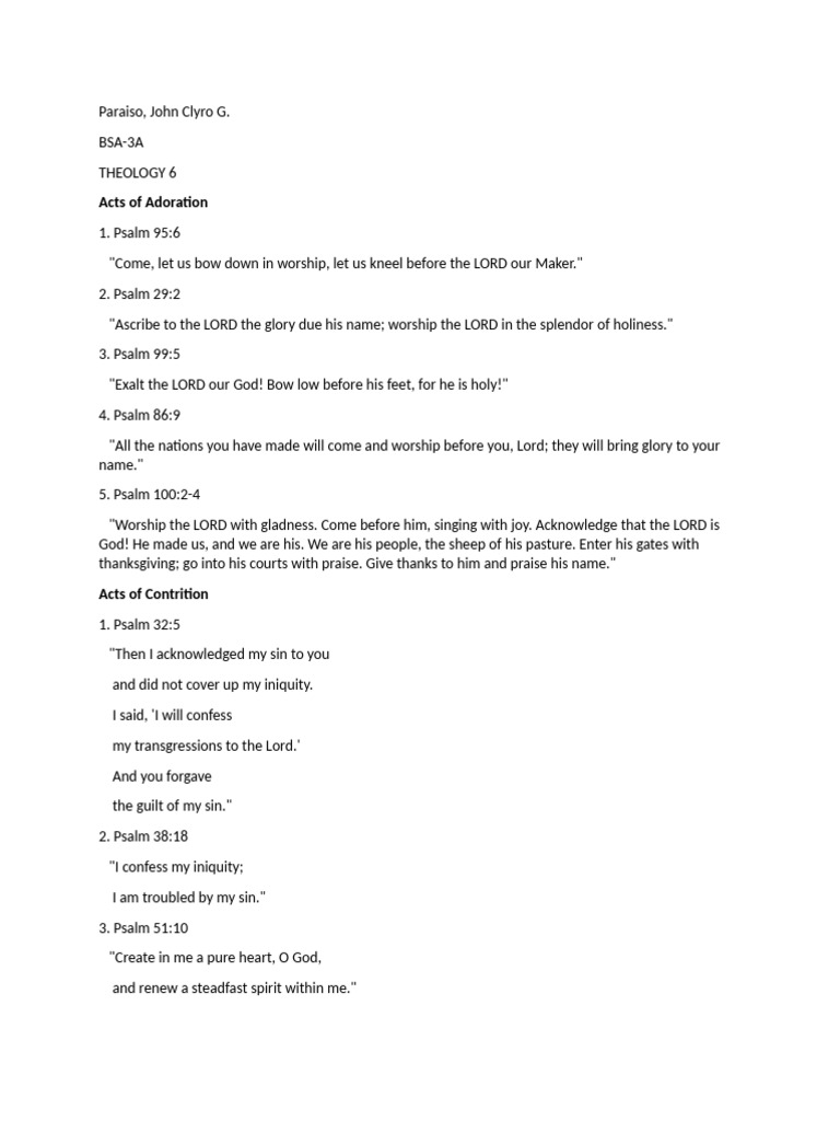 THEO 6 Psalmss Bible Verse | PDF