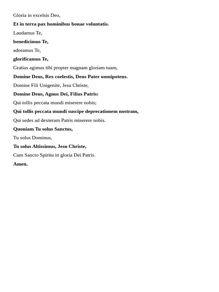 Gloria in Excelsis Deo Testo | PDF