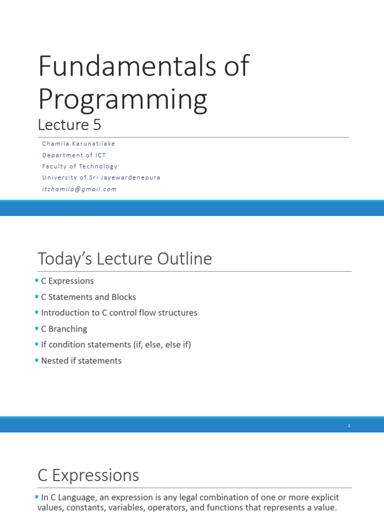 Fundamentals of Programming - Lecture5-1 | PDF | Control Flow | Computer Science