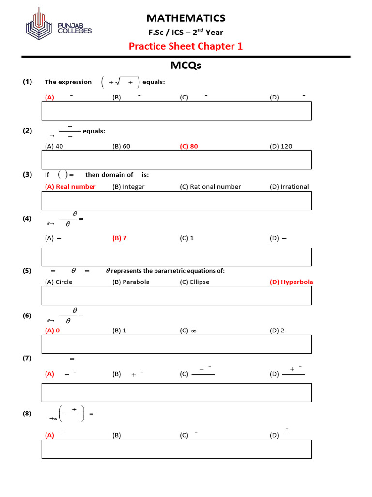 Math Practice Sheet P-2-Ch.1 | PDF | Function (Mathematics ...
