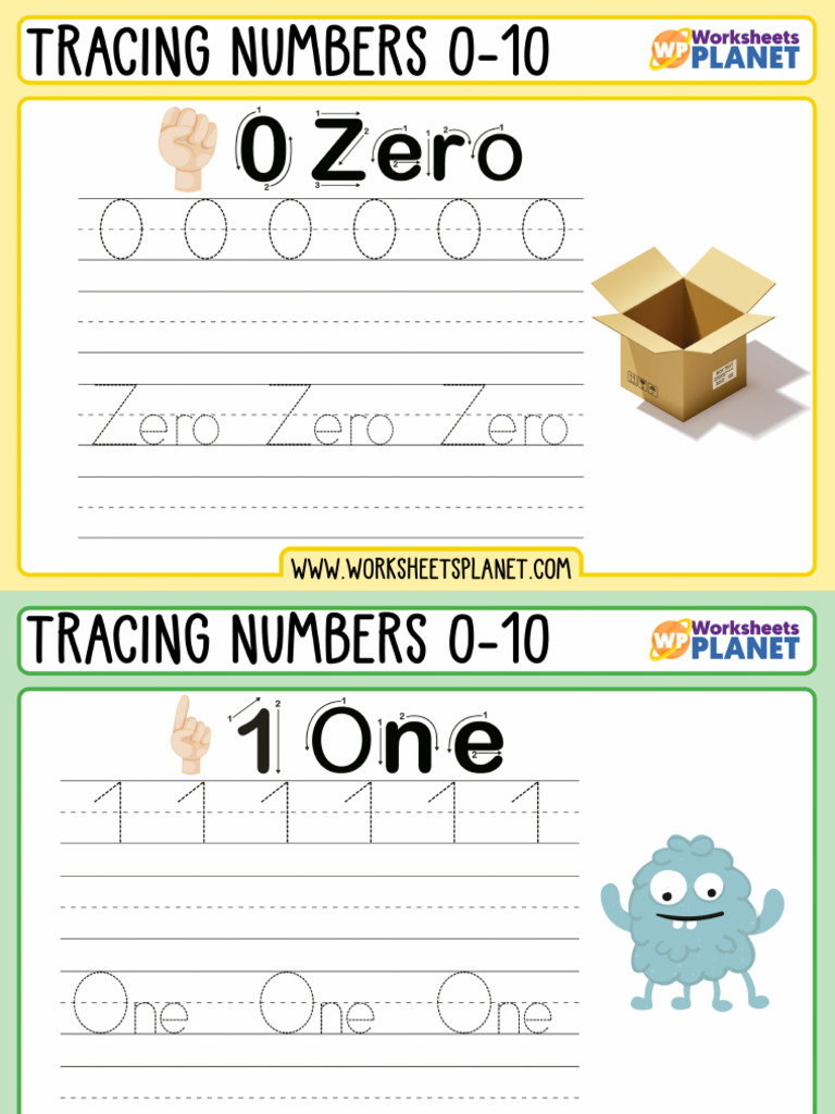 Tracing-Numbers-(0-10)-(WorksheetsPlanet.com) | PDF