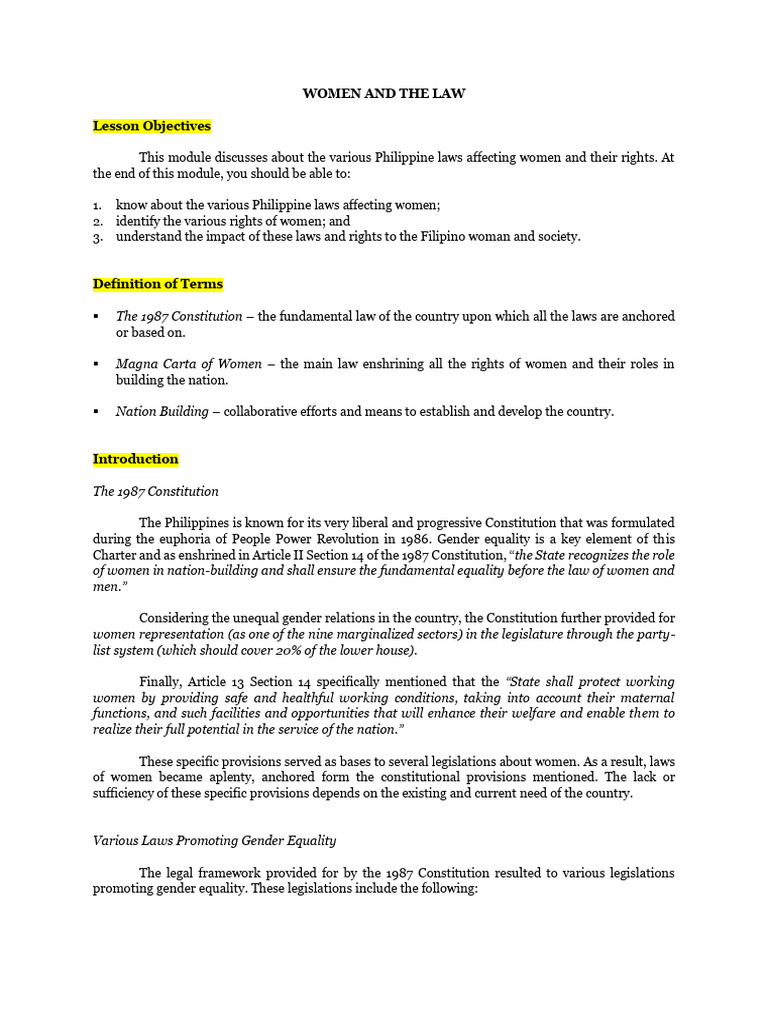 GAS Chapter 5D Other Gender Related Laws | PDF | Woman | Labour Law