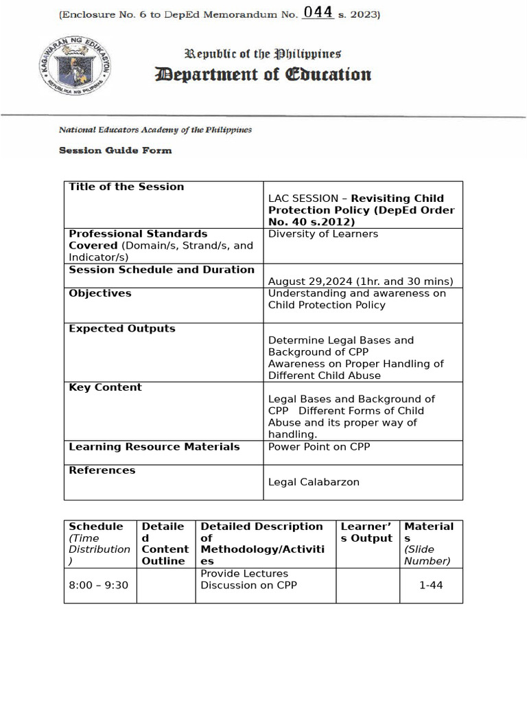 Session Guide Form | PDF