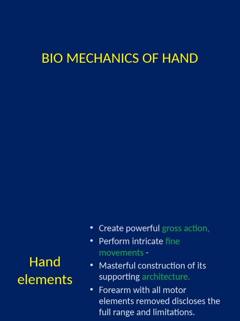 Biomechanics of Hand | PDF | Hand | Anatomical Terms Of Motion