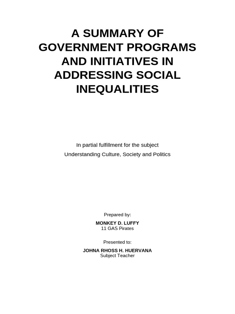 A-Summary-Of-Government-Programs-And-Initiatives-In-Addressing-Social ...
