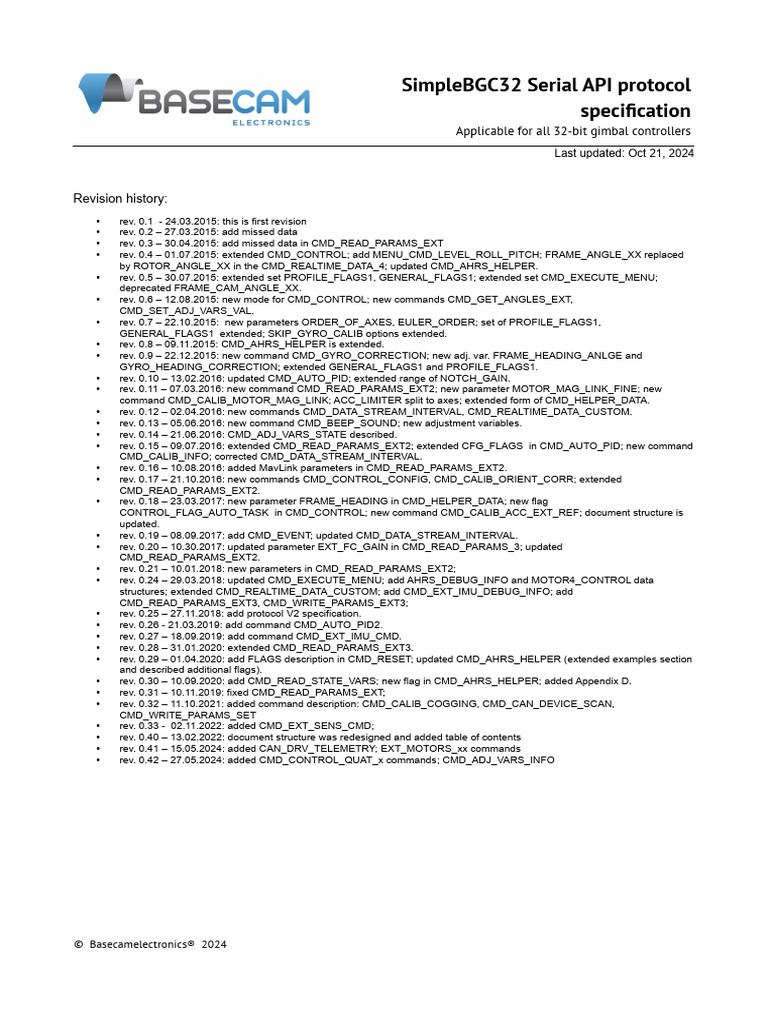 SimpleBGC_2_6_Serial_Protocol_Specification | PDF | File System | Computing