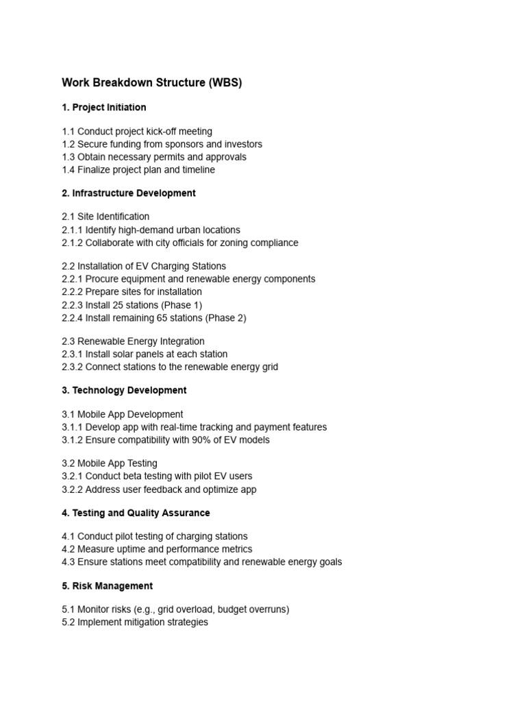 Work Breakdown Structure (WBS) (1) | PDF