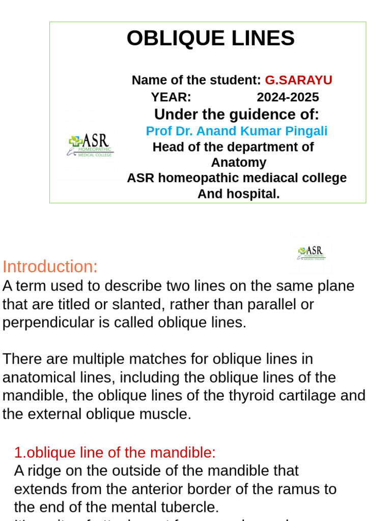 Oblique Lines by Sarayu. G | PDF