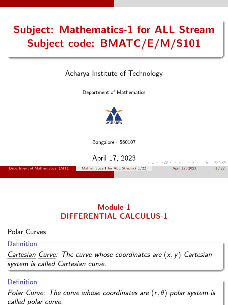 MODULE 1 - Calculus - Part 1 - Presentation | PDF | Trigonometric Functions | Angle