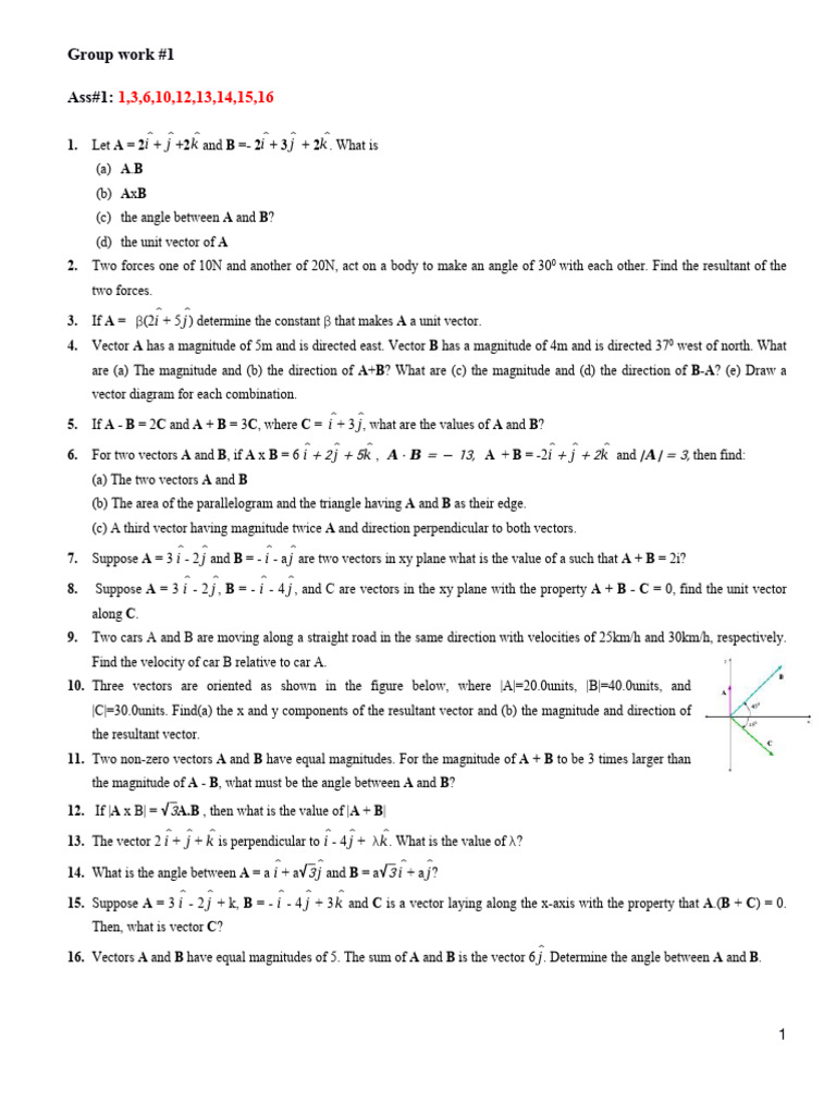 Worksheet1physics | PDF | Euclidean Vector | Angle