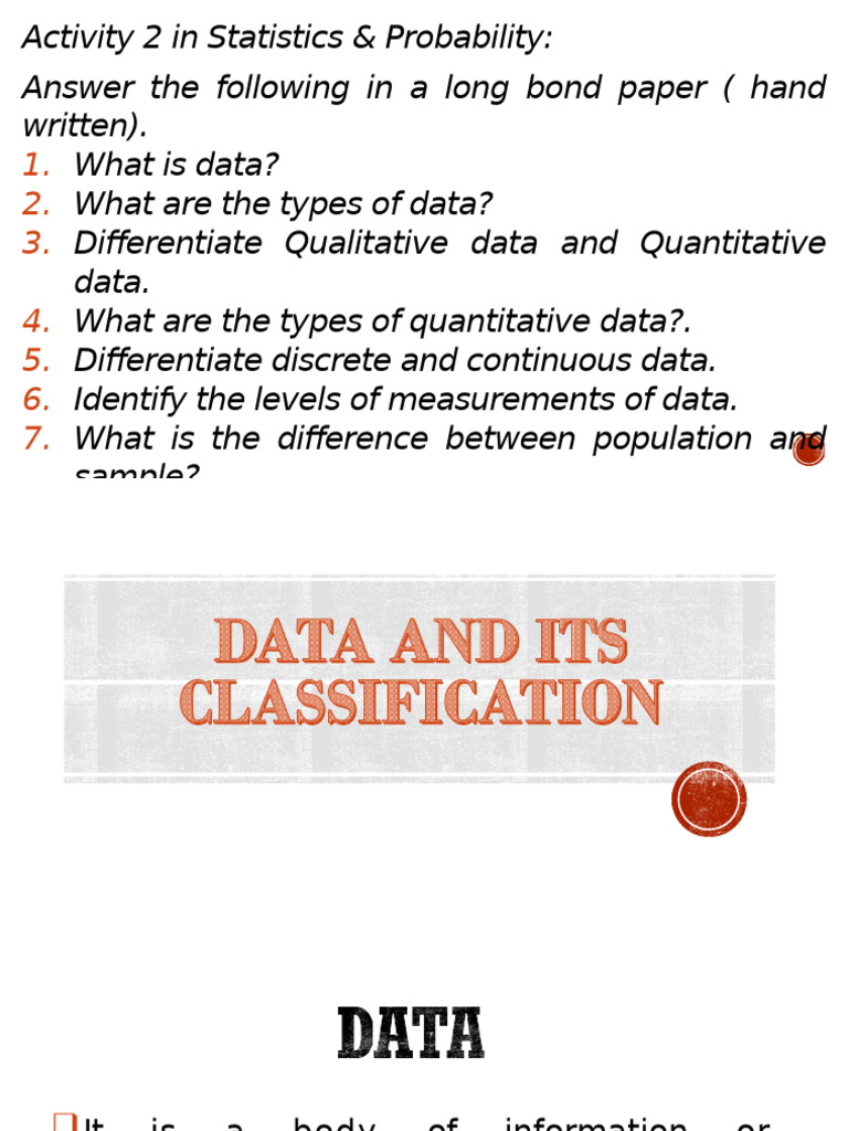 l3 Data and Its Classification 1 | PDF | Level Of Measurement | Data