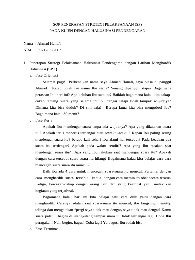 SP Halusinasi Kep. Jiwa | PDF