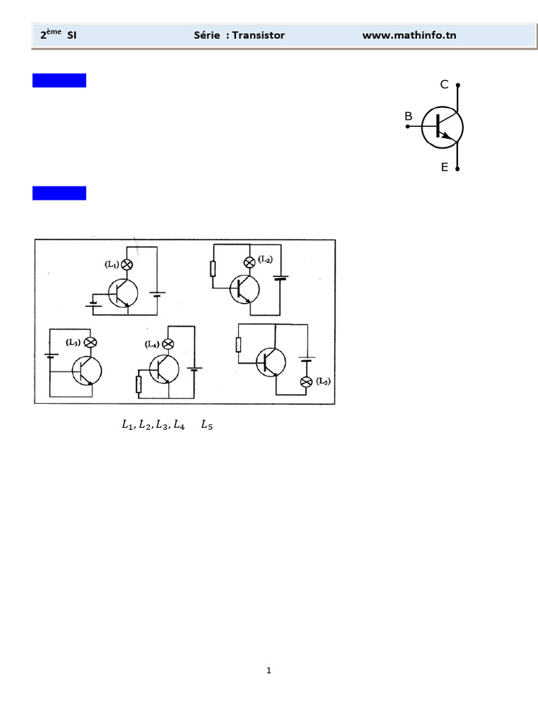 Schéma et fonctionnement des transistors | PDF | Transistor bipolaire ...
