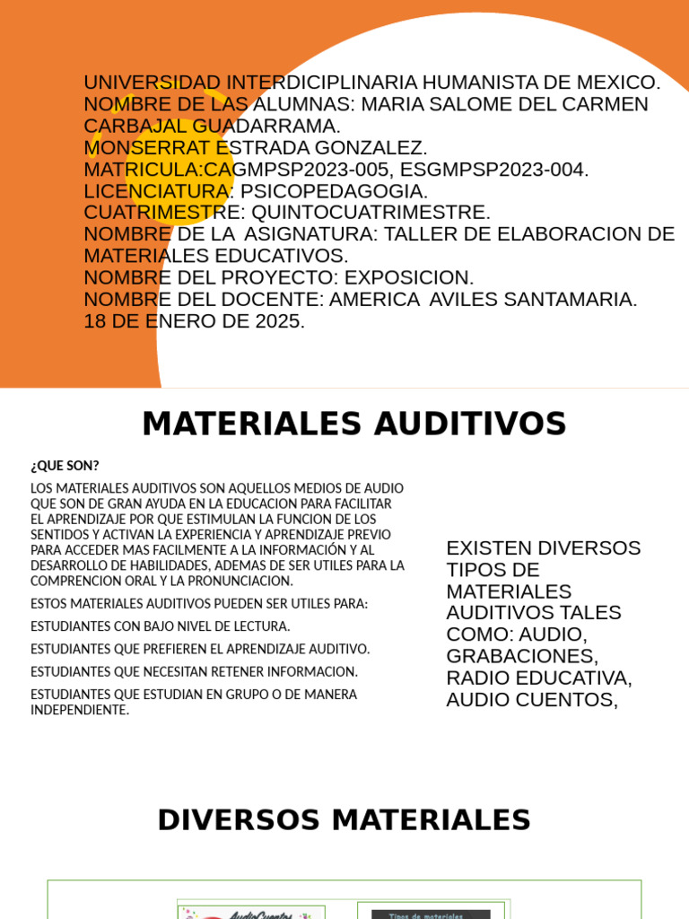 Exposicion Materiales Auditivos Avance | PDF | Aprendizaje | Imaginación