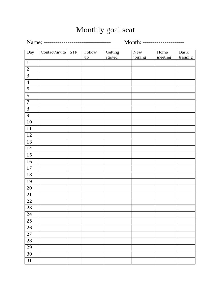Monthly Goal Seat | PDF