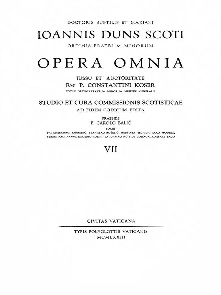 Ioanis Duns Scoti Opera Omnia Vol. VII ( PDFDrive ) | PDF