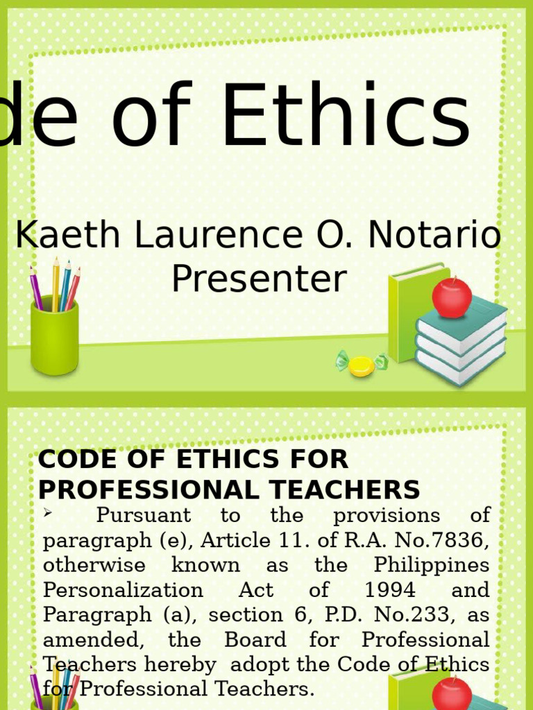 Code of Ethics-Kaeth Notario | PDF | Teachers | Article Two Of The ...
