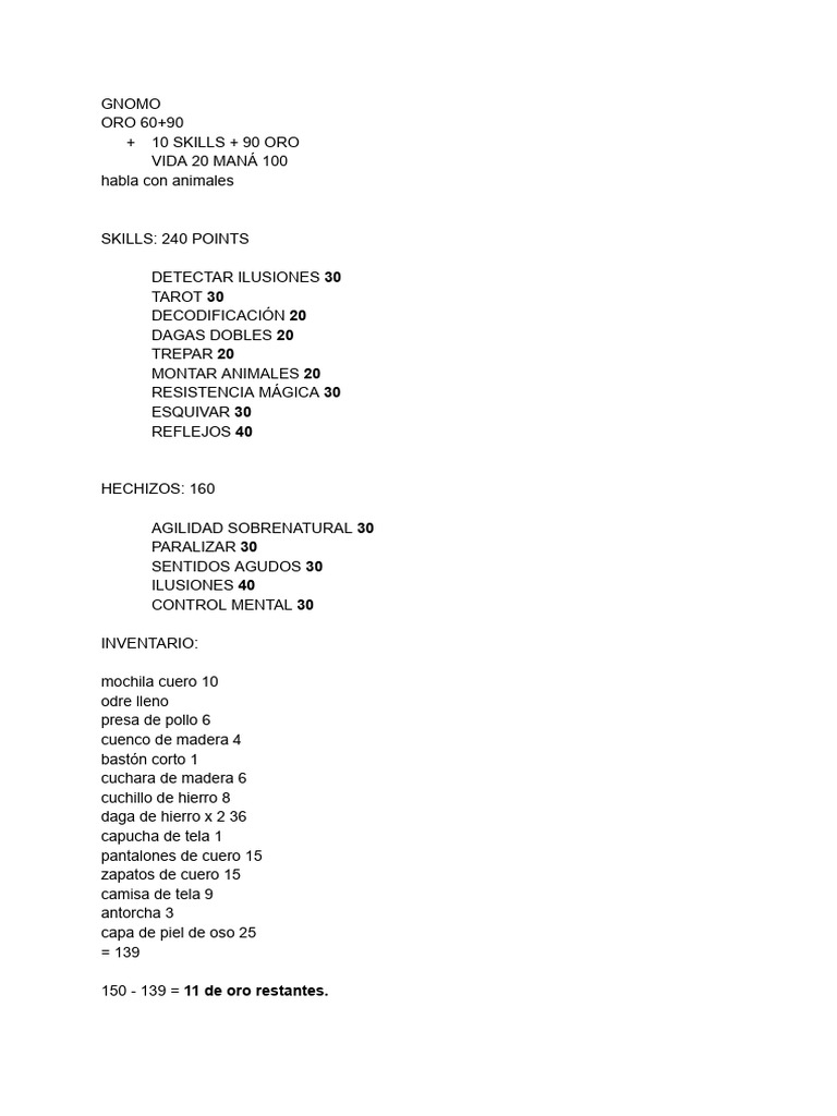 Orlina Brightstone: Habilidades y Aventura | PDF