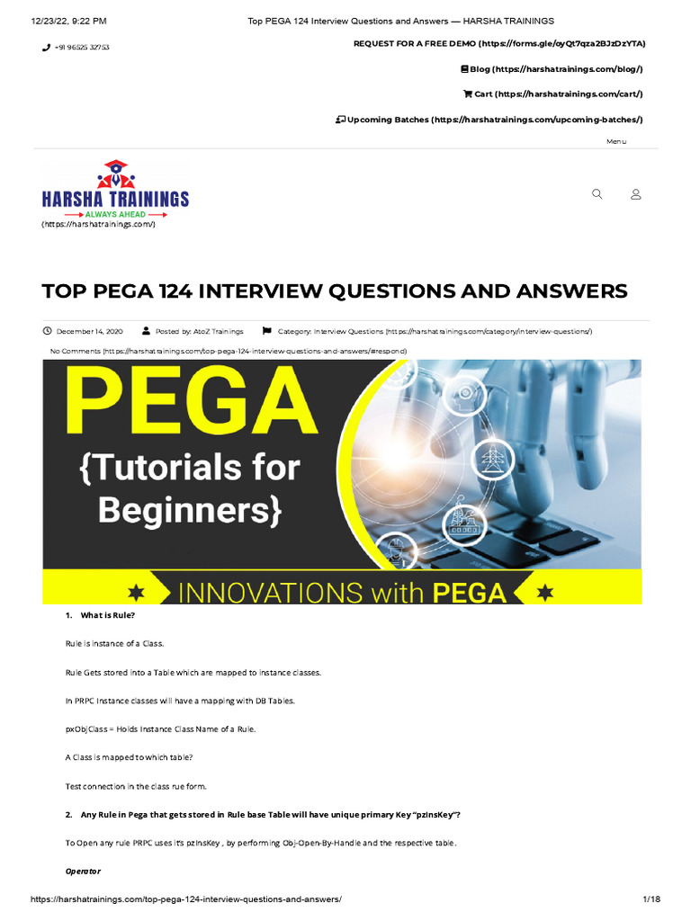 Top PEGA 124 Interview Questions and Answers - HARSHA TRAININGS | PDF | Cache (Computing ...
