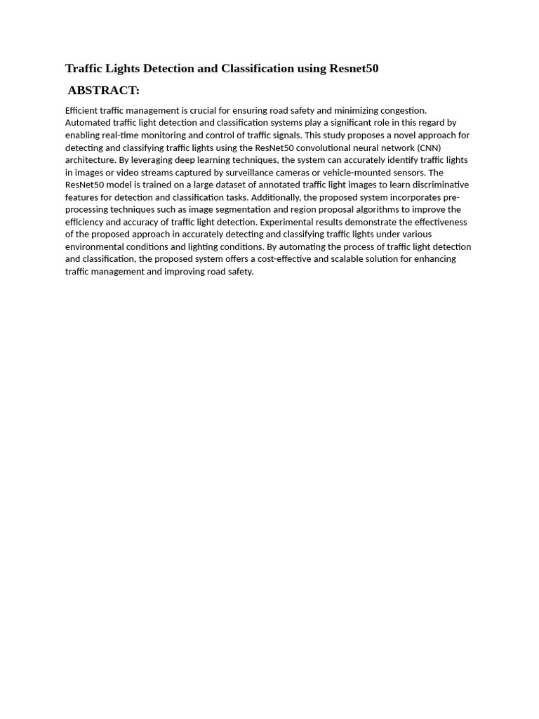 Traffic Lights Detection and Classification Using Resnet50 | PDF | Deep ...
