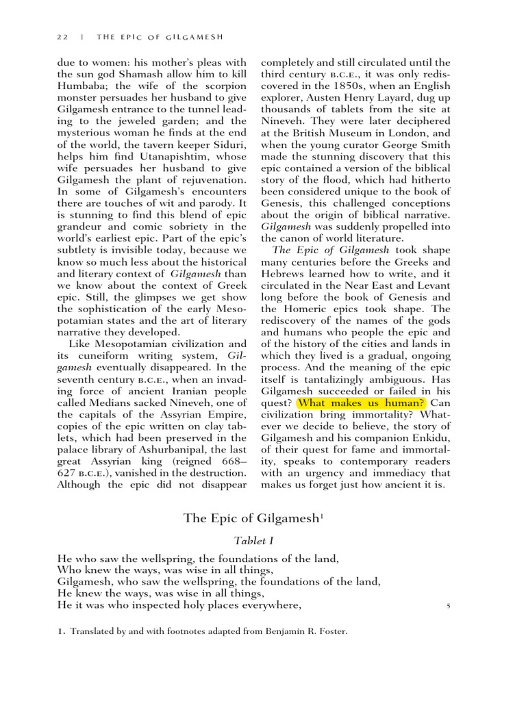 Gilgamesh: Epic Tablets and Legacy | PDF | Epic Of Gilgamesh ...