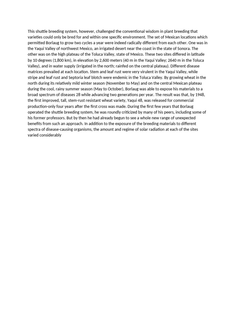 Shuttle Breeding System in Wheat Varieties | PDF