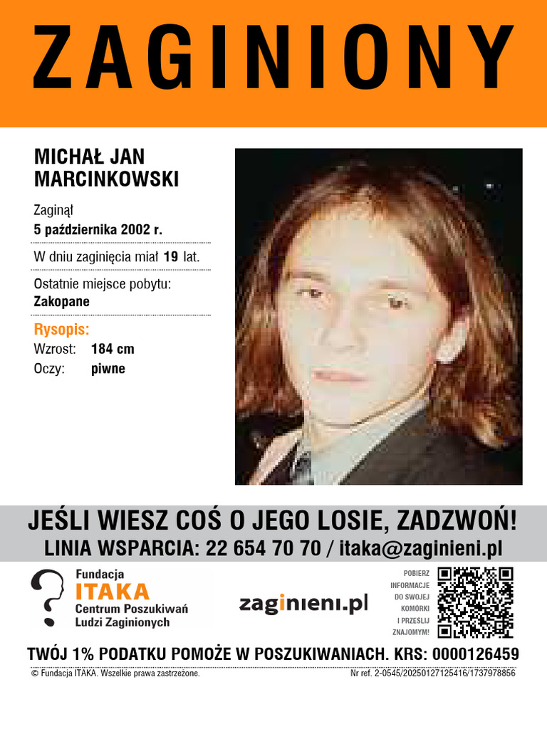 Zaginiony - MICHAL - JAN - MARCINKOWSKI - PLAKAT20250127 | PDF
