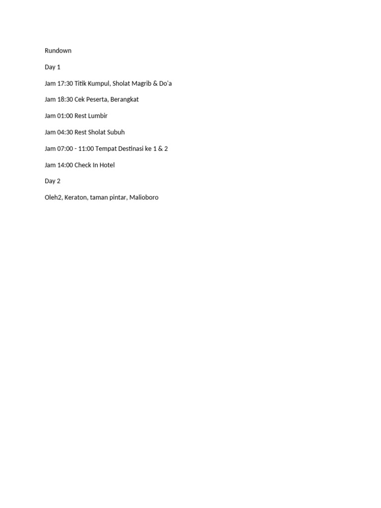 Rundown Study Tour | PDF