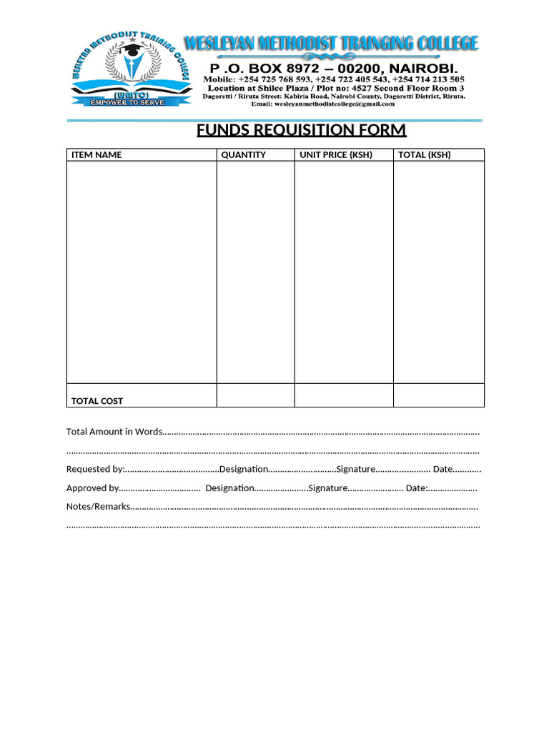 Requisition Form WMTC | PDF