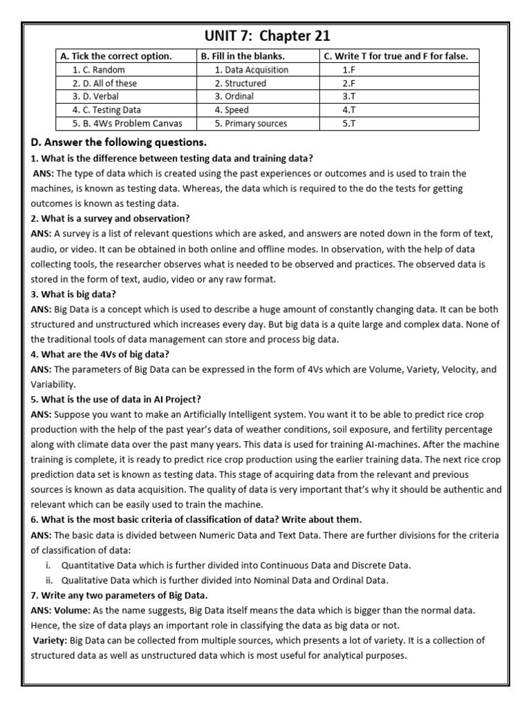 Unit 7 Chapter 21 Answer | PDF | Big Data | Data