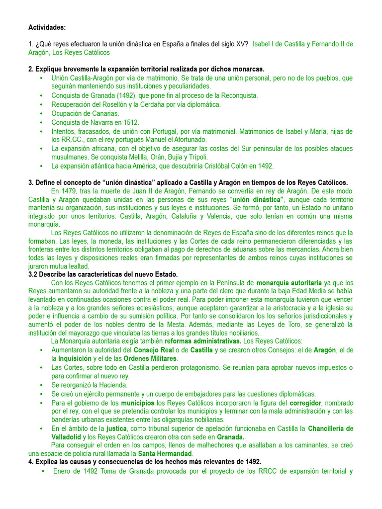 Preguntas Resueltas Bloque III | PDF | Imperio español | España