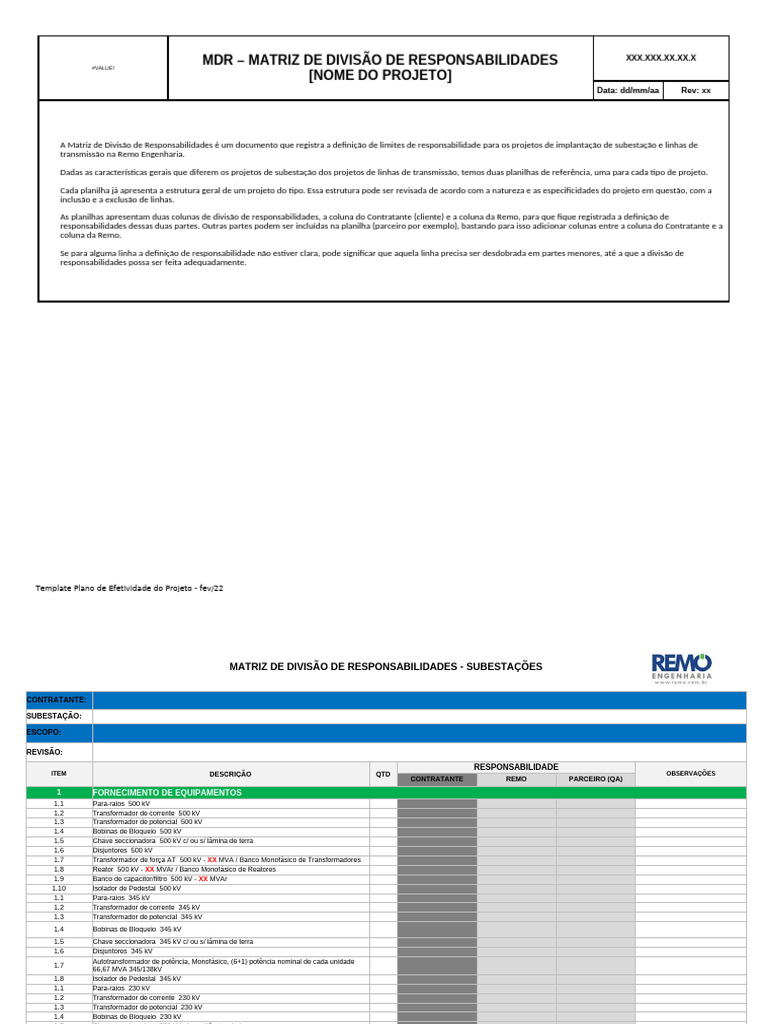Matriz de Responsabilidade | PDF | Transformador | Engenharia Elétrica