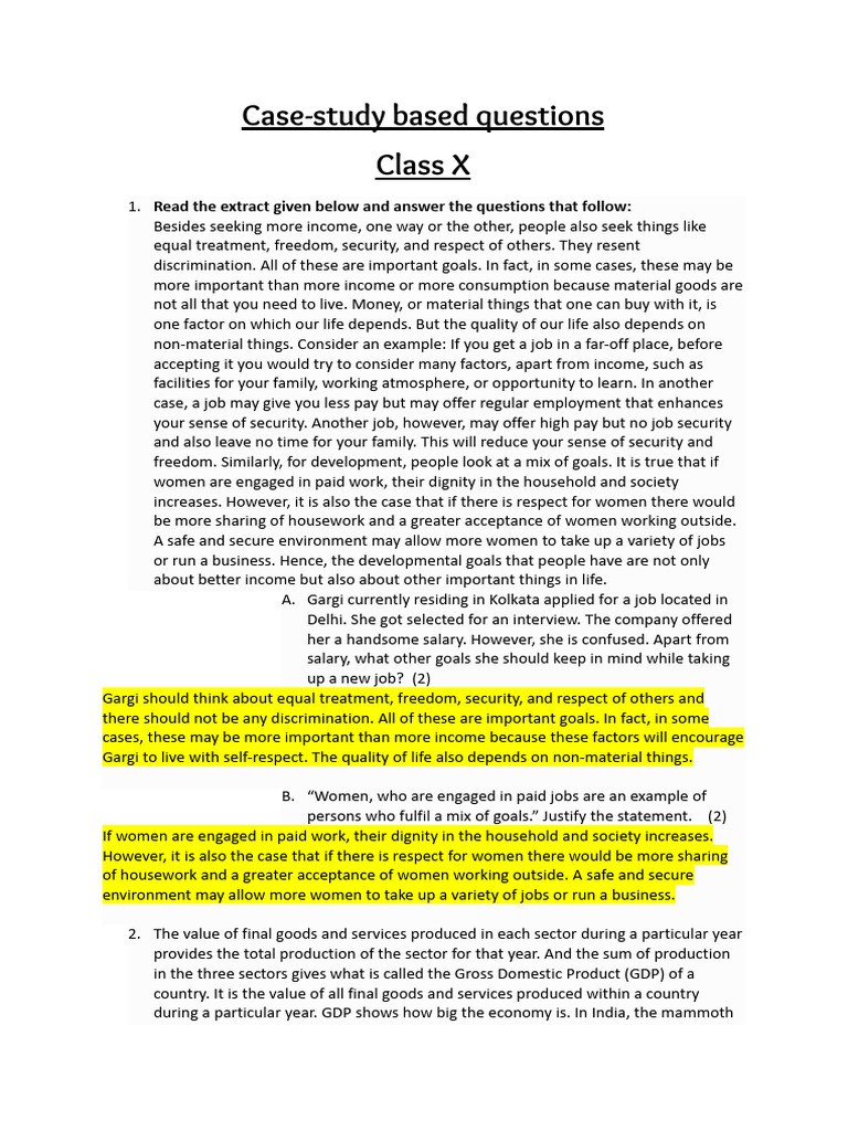 Class X - Case Study | PDF | Human Development Index | Multinational ...